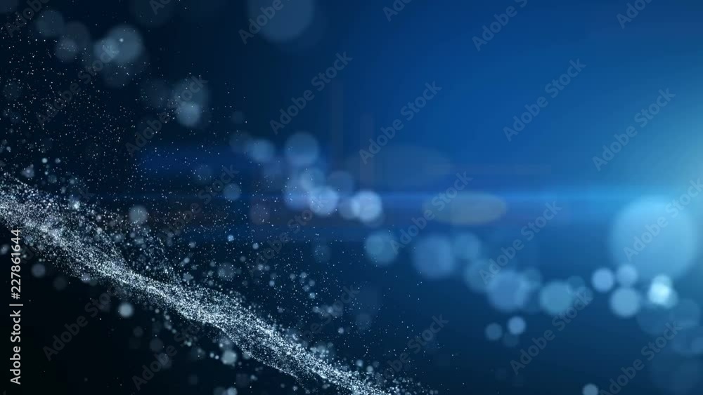 Seamless loop,blue background, digital signature with wave particles ...