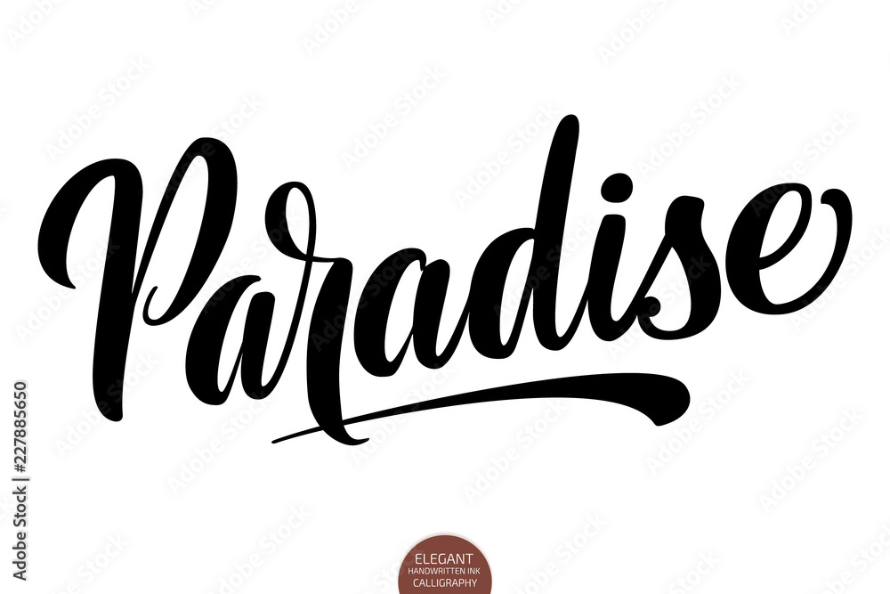Hand drawn lettering Paradise. Elegant isolated modern handwritten ...