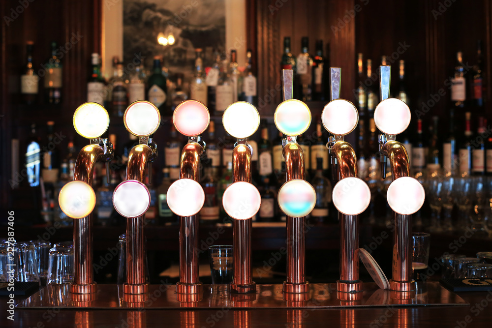 Classic bar with bar counter and beer taps Stock Photo | Adobe Stock