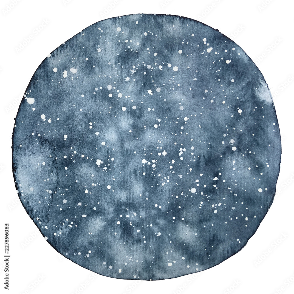 Watercolor circle backround of a night sky Stock Illustration | Adobe Stock