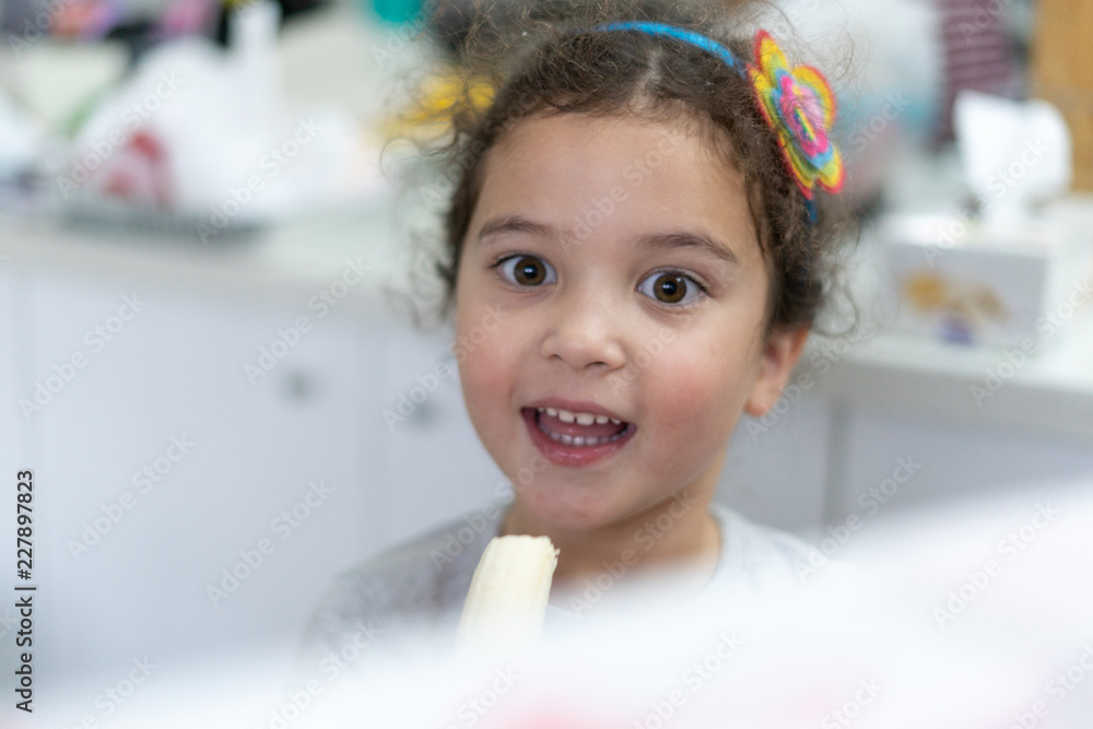 Happy cute child girl surprised Stock Photo | Adobe Stock