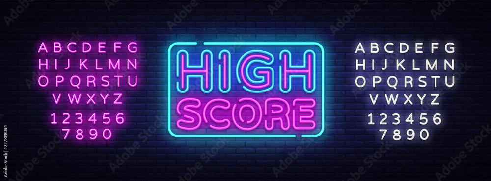 High Score Neon Text Vector. High Score neon sign, design template ...