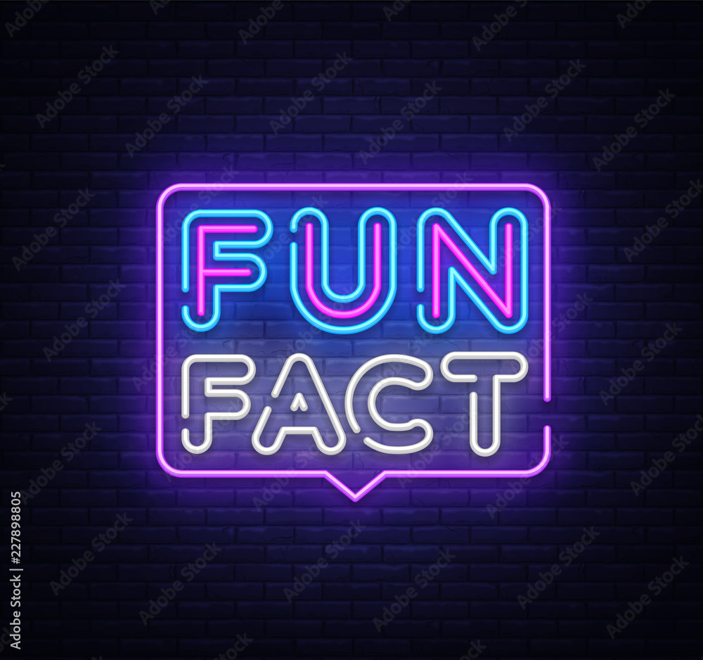 Fun Fact neon sign vector. Facts Design template neon sign, light ...