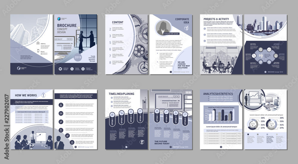 Brochure creative design. Multipurpose template with cover, back and ...