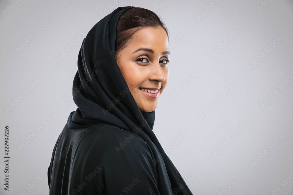 Beautiful middle eastern woman wearing abaja Stock Photo | Adobe Stock