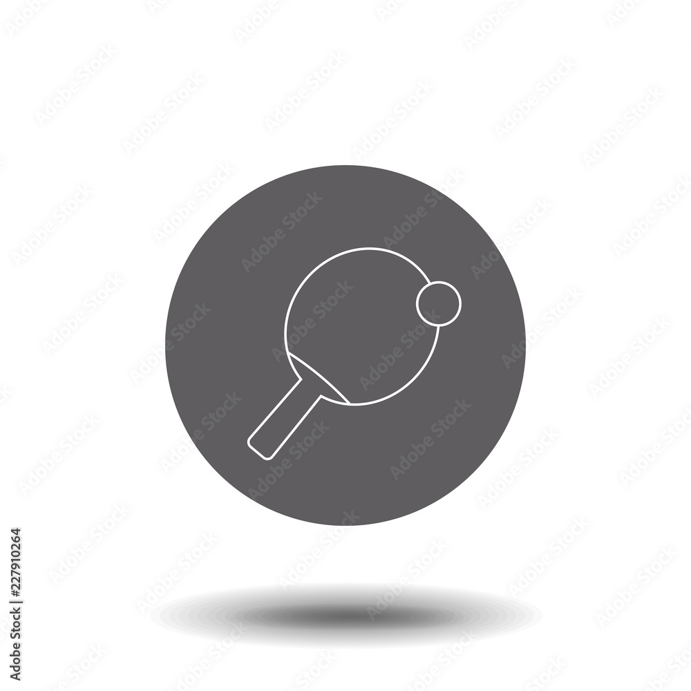 Ping pong racket and ball line icon. Sport game thin linear signs ...