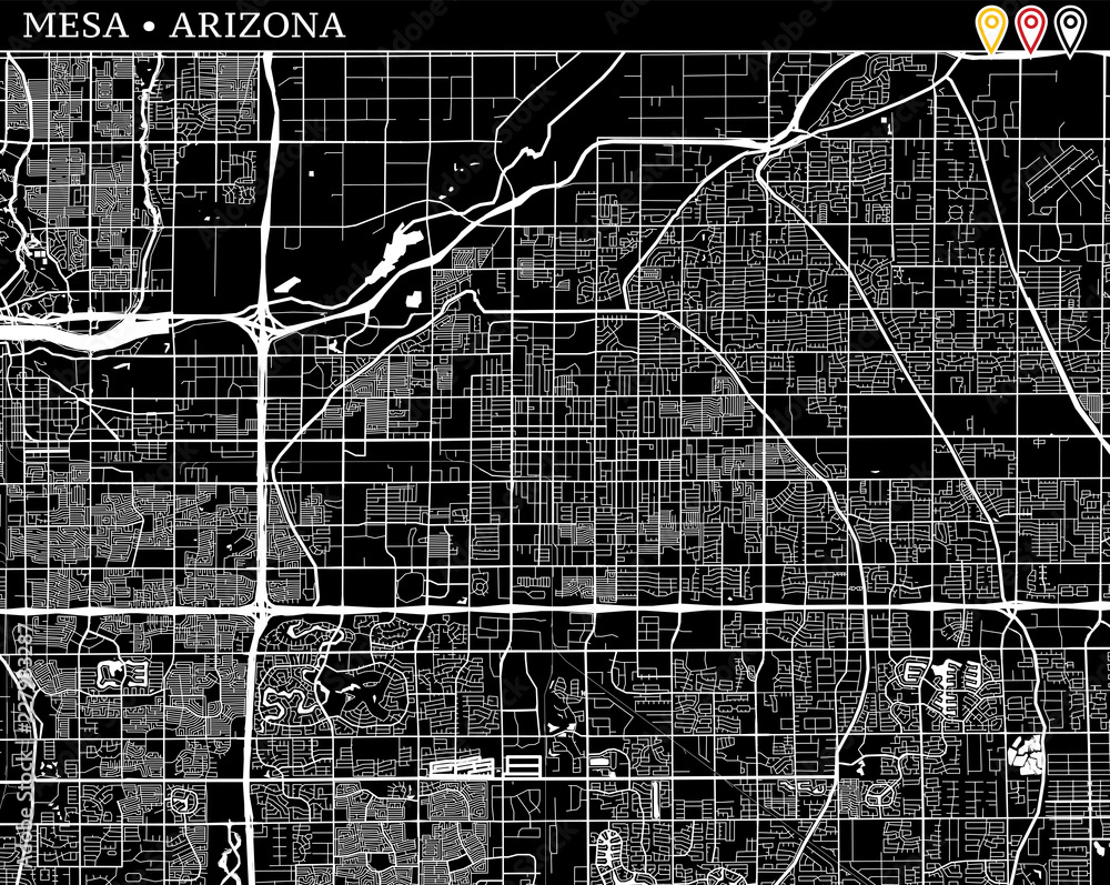 Simple map of Mesa, Arizona Stock Vector | Adobe Stock