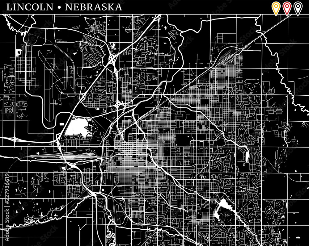 Simple map of Lincoln, Nebraska Stock Vector | Adobe Stock