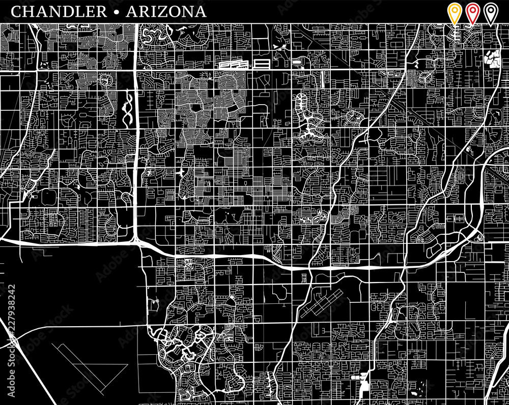 Simple map of Chandler, Arizona Stock Vector | Adobe Stock