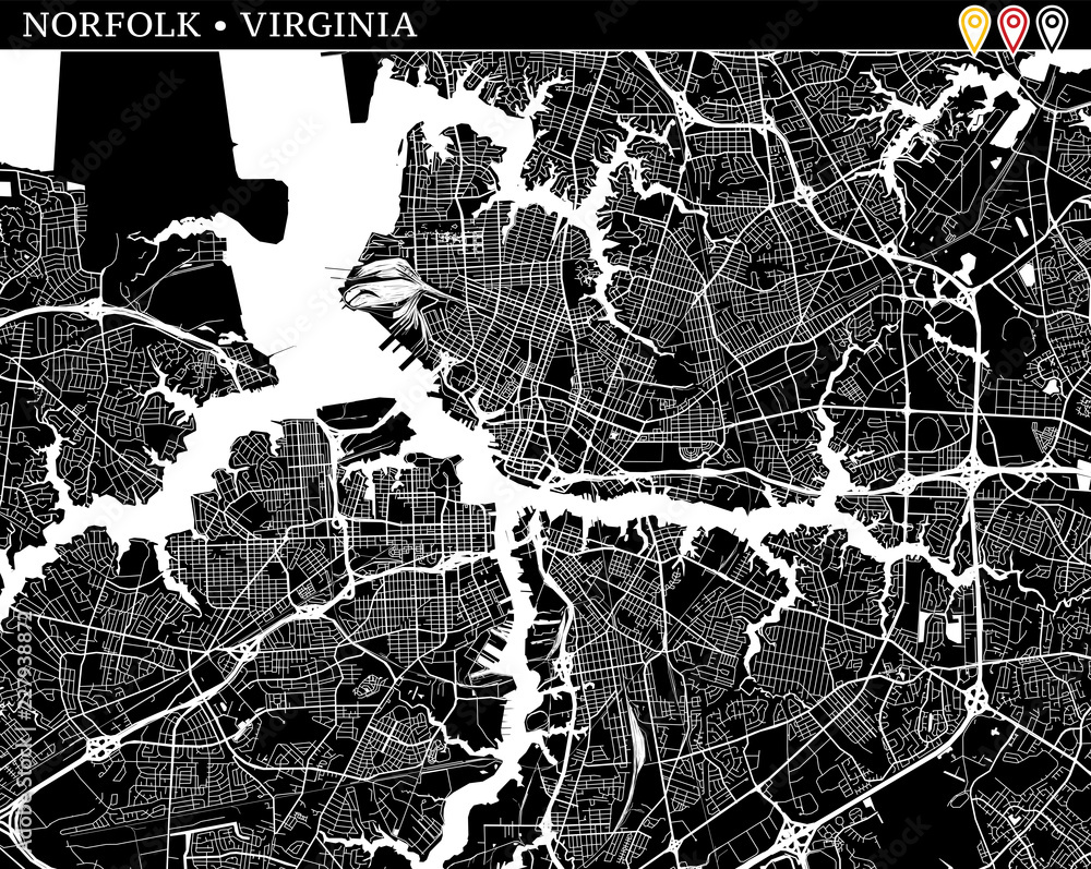 Simple map of Norfolk, Virginia Stock Vector | Adobe Stock
