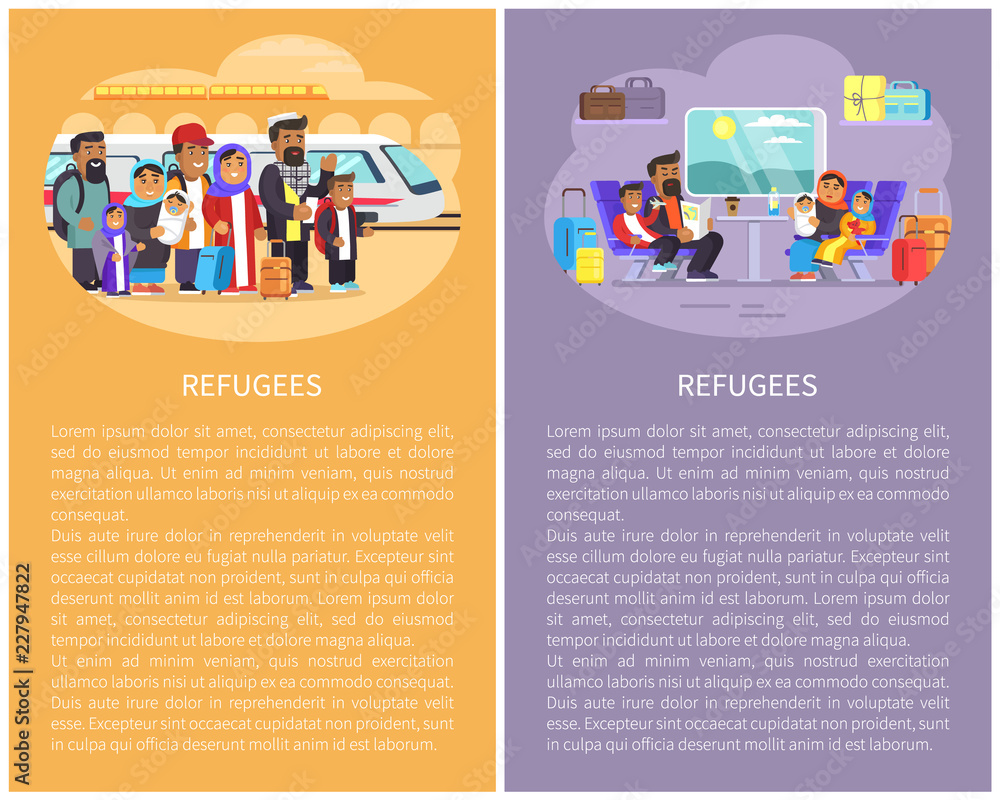Refugees Posters Collection Vector Illustration Stock Vector | Adobe Stock