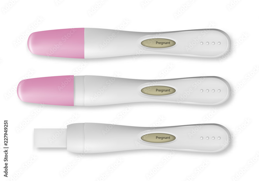 Vector realistic 3d pregnancy test with positive result set icon ...