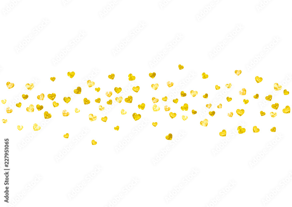 Heart frame background with gold glitter. Valentines day. Vector ...