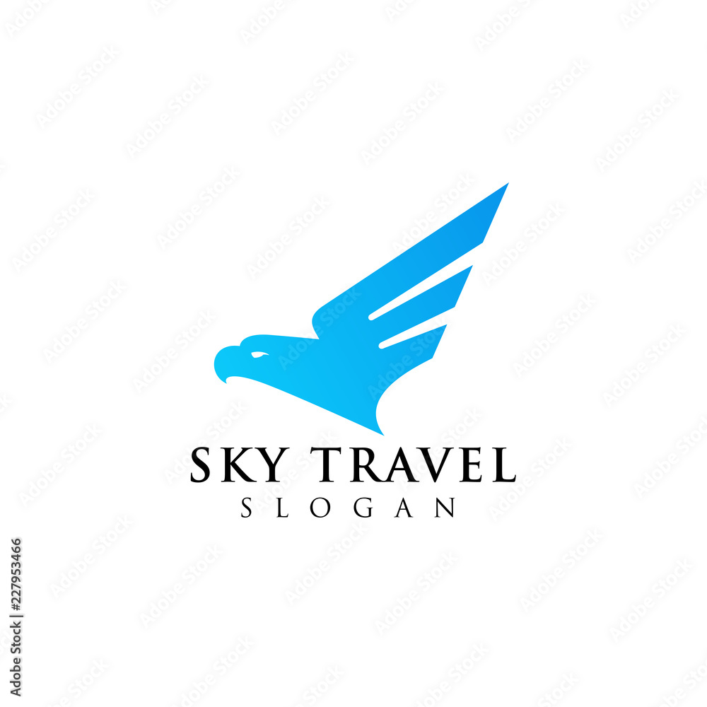 airplane travel agency logo design with an eagle head illustration ...