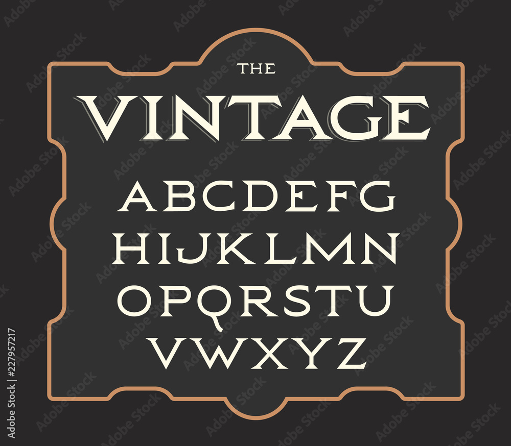 Vector set of vintage letters. Retro latin alphabet. Elegance old ...