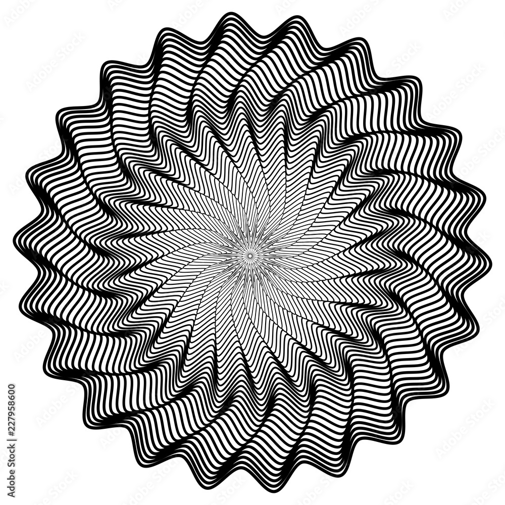 Abstract black and white circular pattern. Geometric pattern with ...