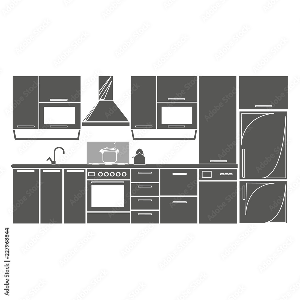 drawing kitchen interior plan icon vector illustration eps10. Isolated ...