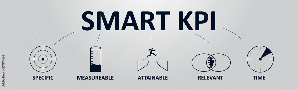 Smart KPI Concept Banner with Icons. Key Performance Indicator using ...