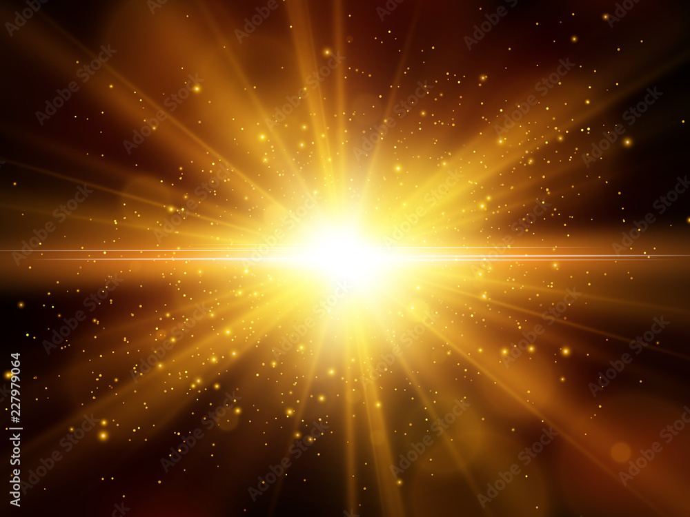 Light effect. Star burst with sparkles. Gold glitter texture Stock ...