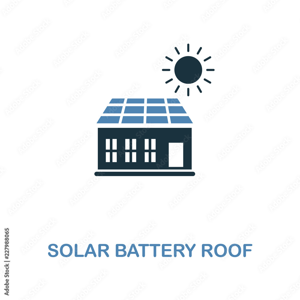Solar Battery Roof icon in two colors design. Premium style from smart ...