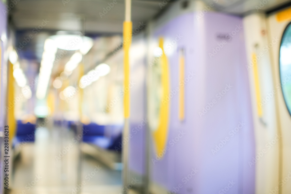 Blurred Background with inside MTR train. The Mass Transit Railway is ...