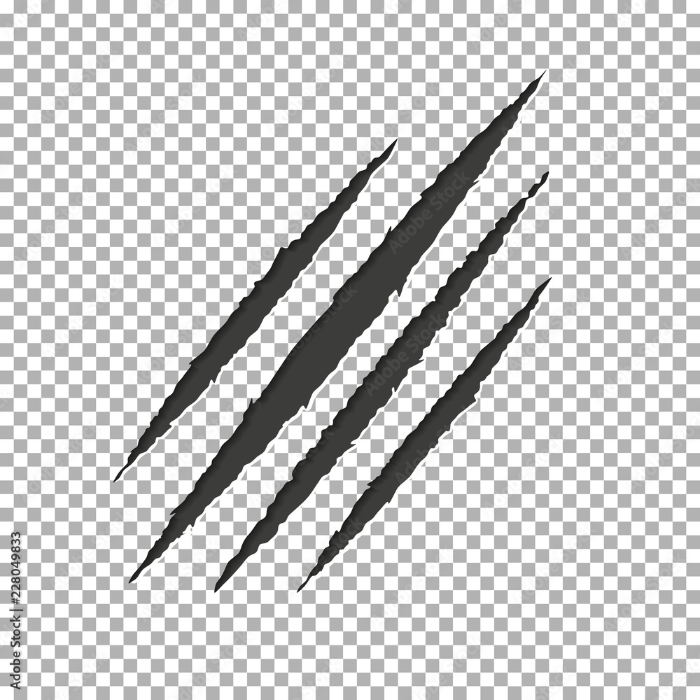 Monster tear claw scratch mark. Llion break paper isolated on ...