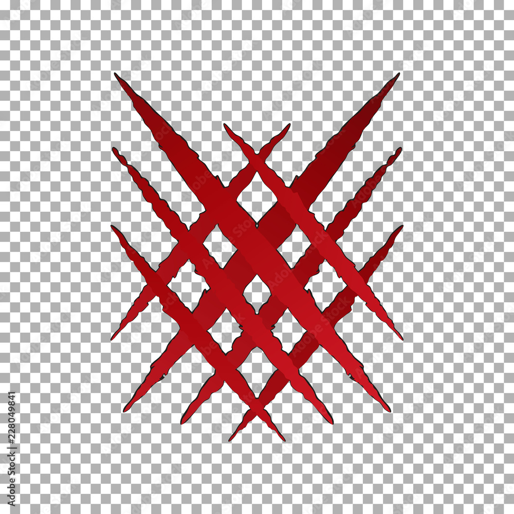 Monster tear claw scratch, cross mark. Llion break paper isolated on ...