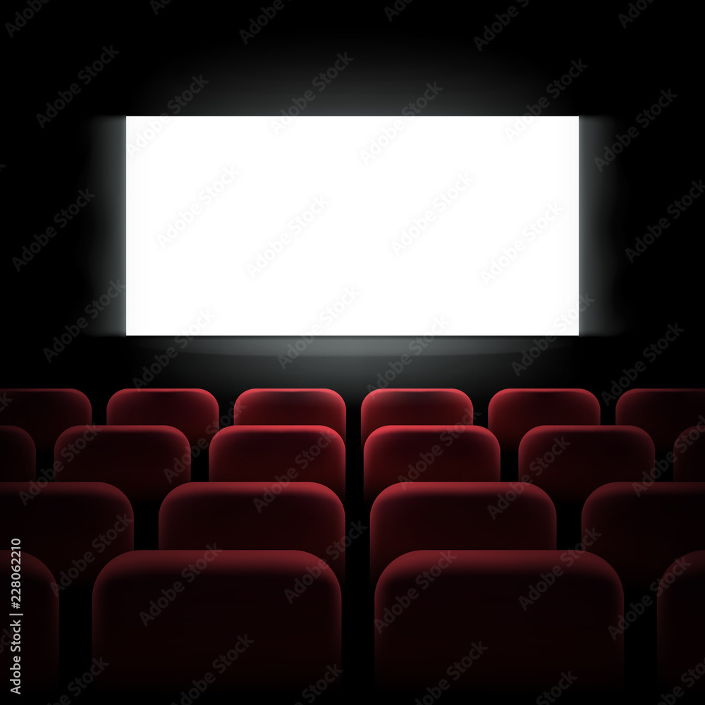 Movie cinema premiere screen with red seats. Graphic concept for your ...