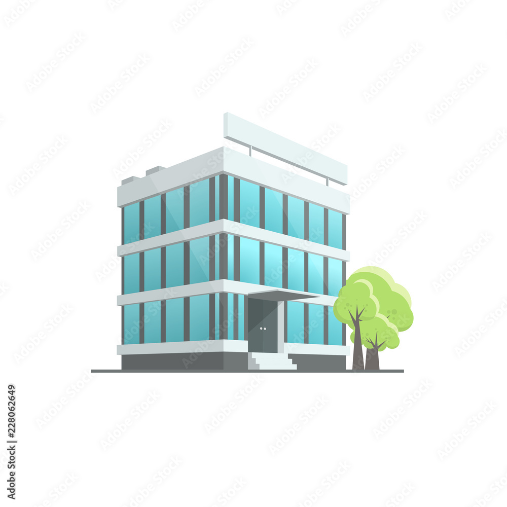 Office building in cartoon style. Illustration isolated on white ...