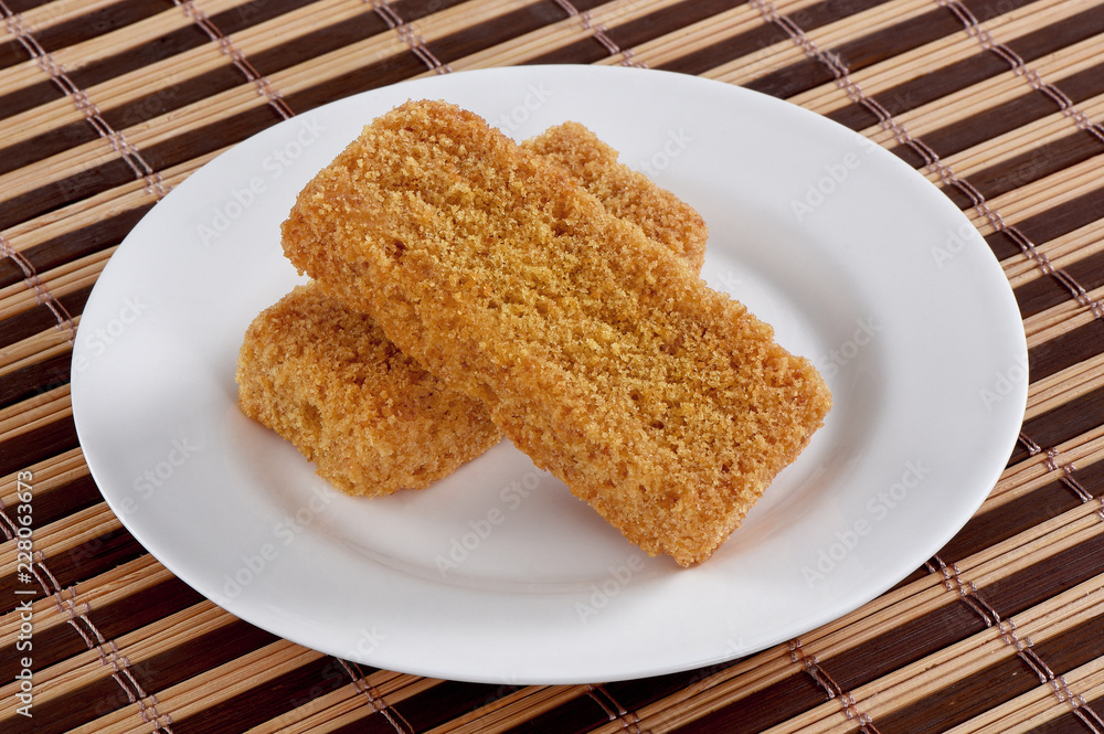 Cake Rusk, Crunchy, crispy dry cake biscuit, also known as cake toast ...