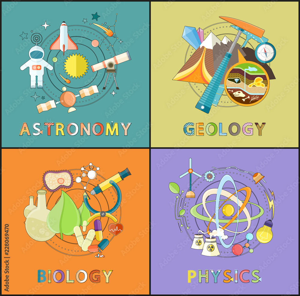 Astronomy, Physics, Geology, Biology Graphics Stock Vector | Adobe Stock