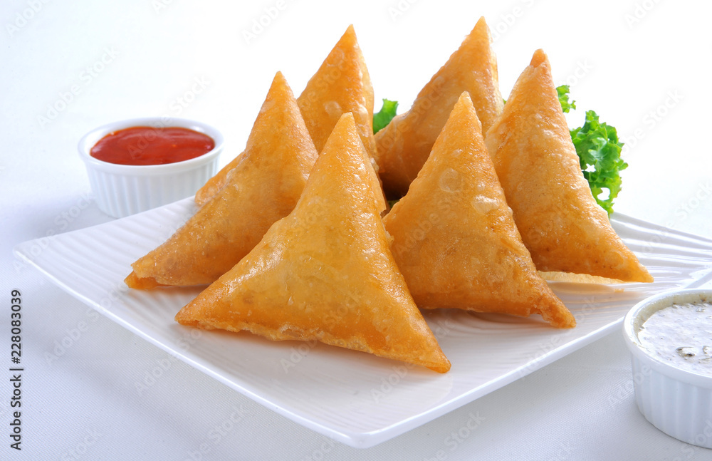 Samosa, Sambusa, Samboksa with a savory filling of chicken, mince ...