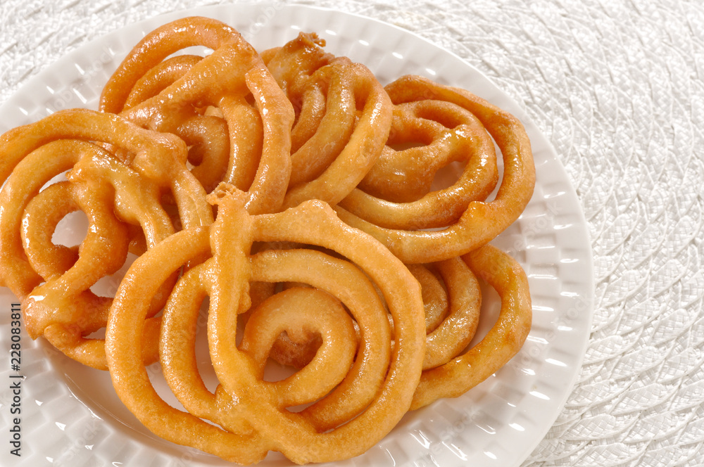 Jalebi, Hot & Crispy mouth watering juicy snack and sweets Stock Photo ...
