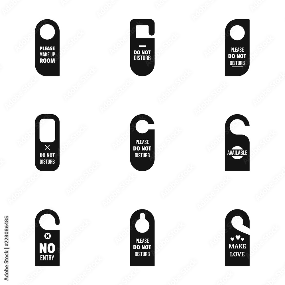 No entry door tag icon set. Simple set of 9 no entry door tag vector ...