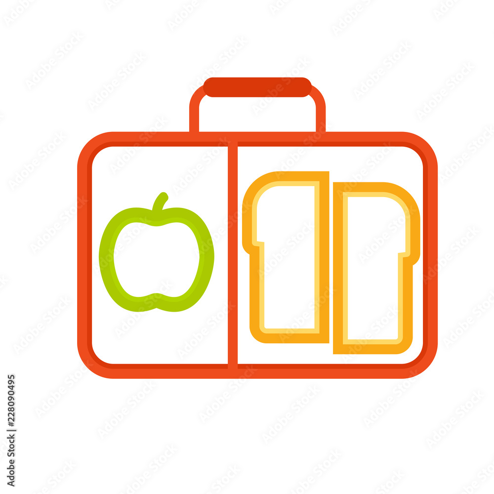 School Lunch Box icon. Clipart image isolated on white background Stock ...