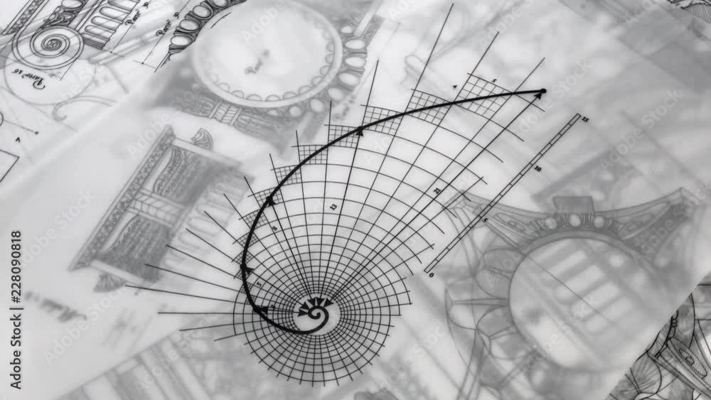 Blueprints - drawing of the golden section and drawings of antique ...
