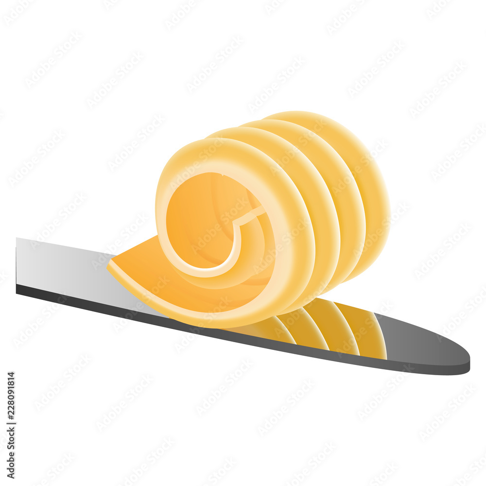 Butter on knife icon. Realistic illustration of butter on knife vector ...