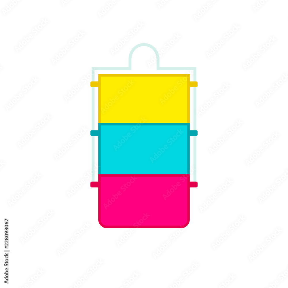 Metal indian tiffin box icon. Clipart image isolated on white ...