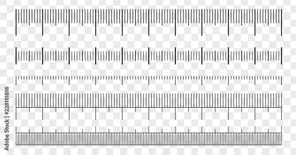 Ruler scale measure. Length measurement scale chart isolated. Vector ...