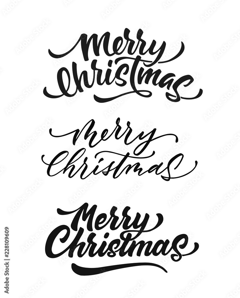 Vector merry christmas lettering script ink sign Stock Vector | Adobe Stock