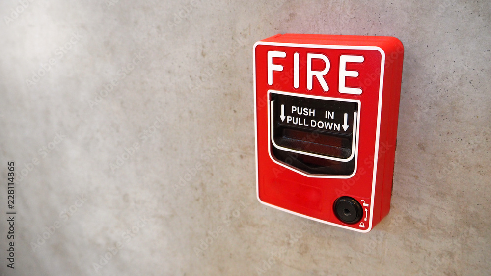 Emergency of Fire alarm system notifier or alert or bell warning ...