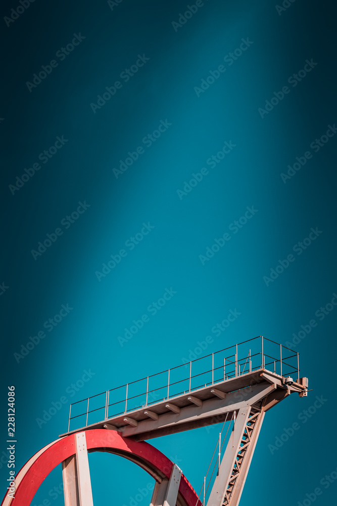 Rome, Italy, Oct 6th 2018, old red and white abandoned diving structure ...