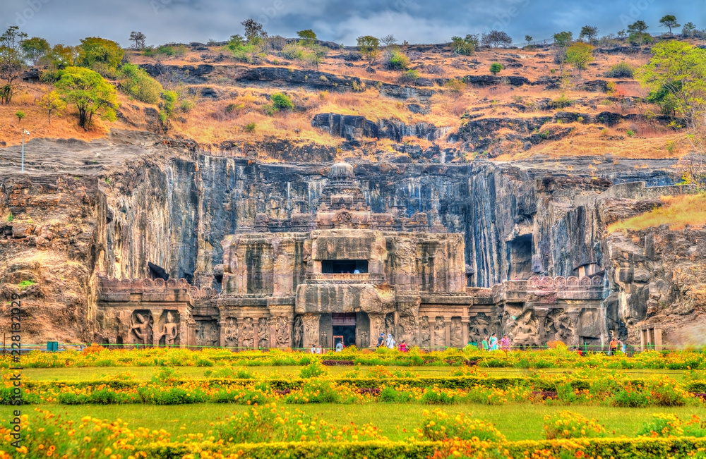 The Kailasa temple, the biggest temple at Ellora Caves. UNESCO world ...