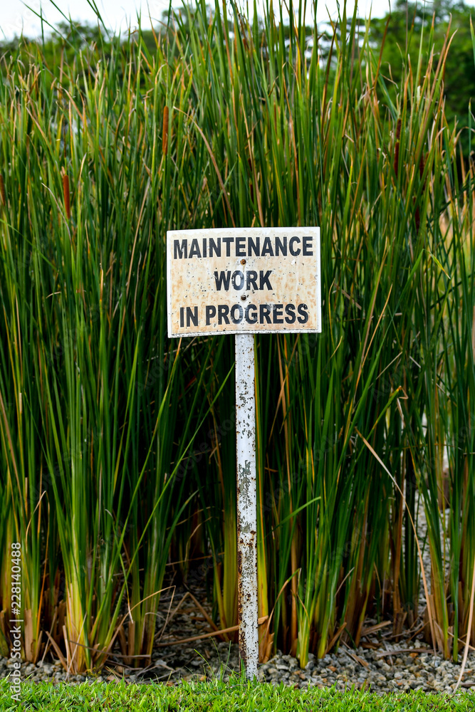 Maintenance work in progress sign board Stock Photo | Adobe Stock