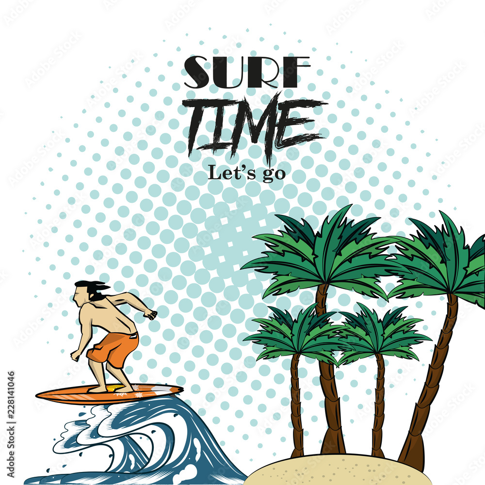 surf time theme poster Stock Vector | Adobe Stock