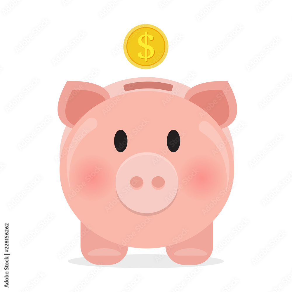 Sparschwein Geld sparen Flat Design Icon isoliert auf weißem ...