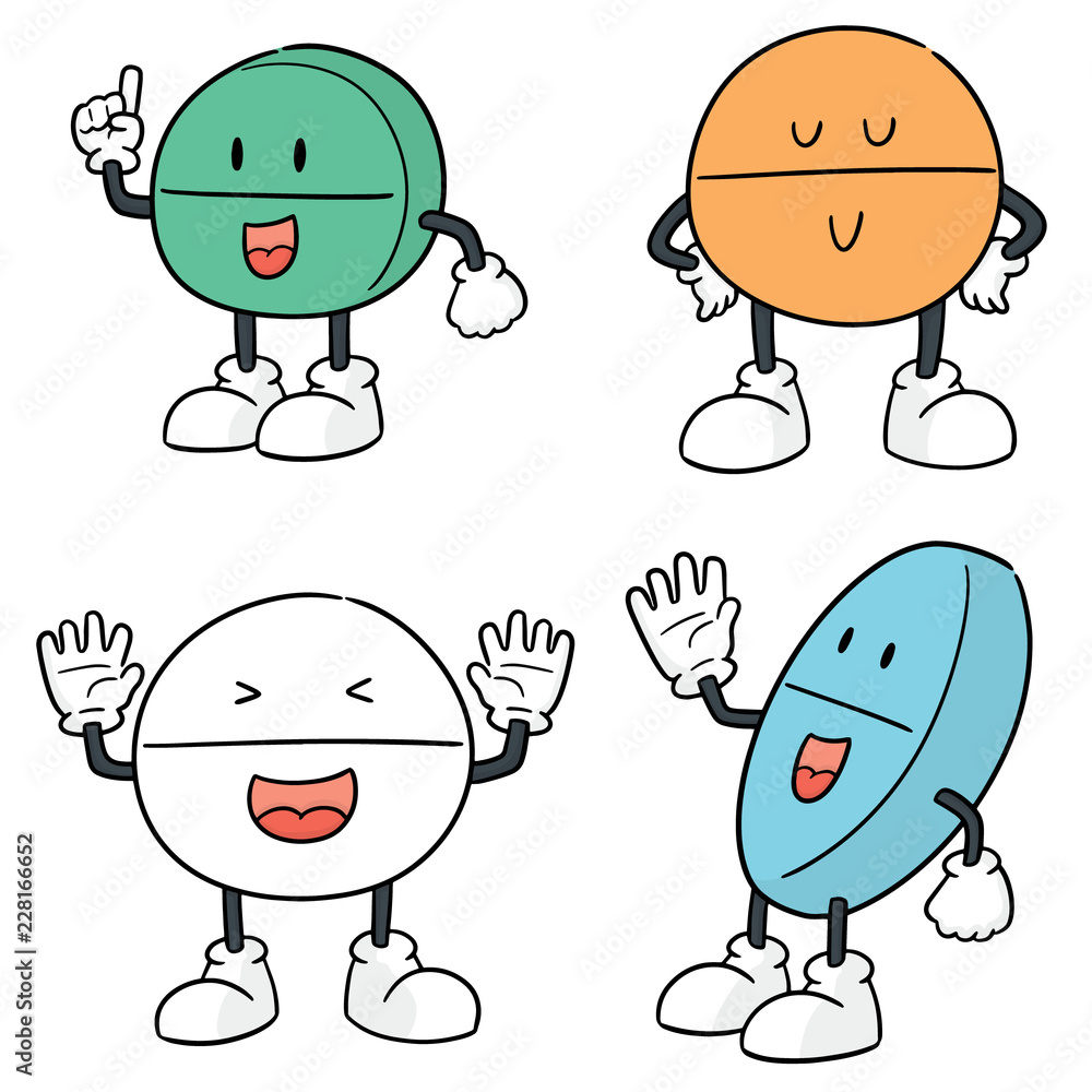 vector set of pill cartoon Stock Vector | Adobe Stock