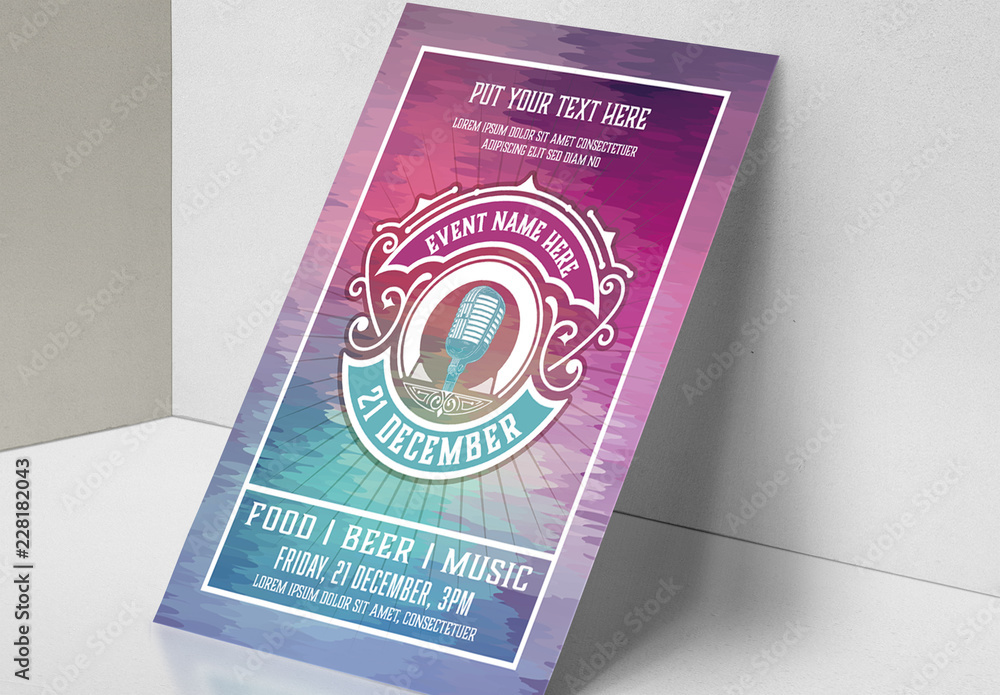 Event Poster Layout with Microphone Element Stock Template | Adobe Stock