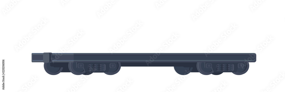 Train railway car for transportation container with cargo. Rail freight ...