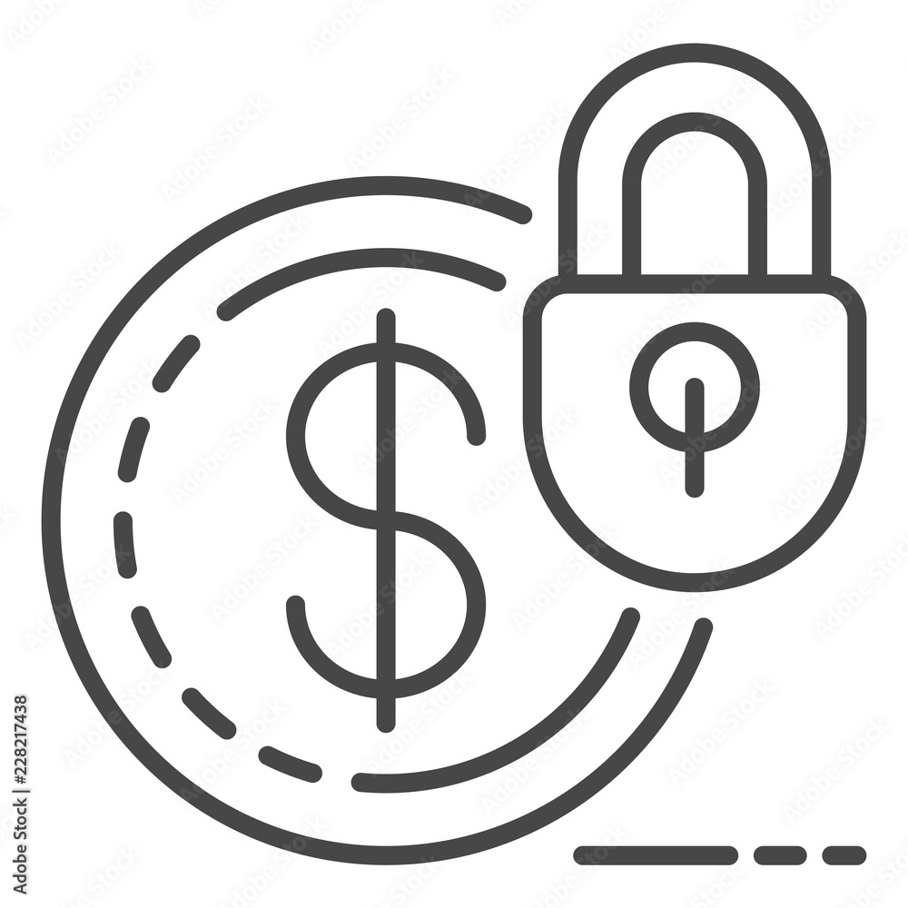 Secured money icon. Outline secured money vector icon for web design ...